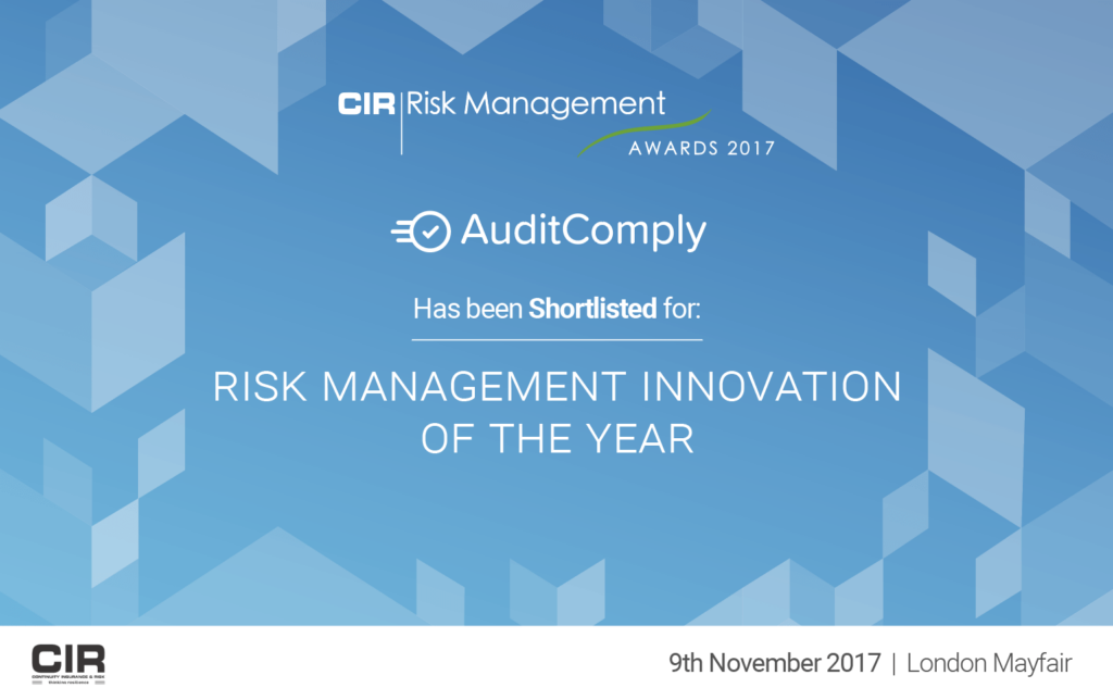 AuditComply Finalist for CIR Risk Management Awards 2017 – AuditComply
